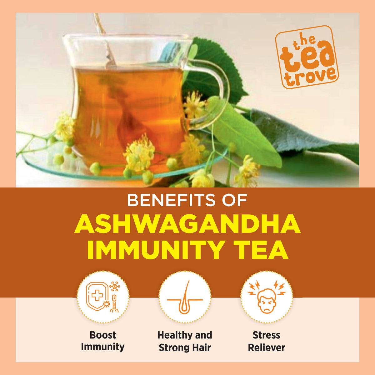 Organic Ashwagandha Immunity Tea with Guduchi, Tulsi, relieve stress ...